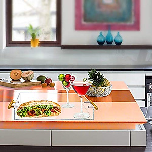 12x12 Clear Acrylic Serving Tray with Gold Handle, Clear Square Plastic Serving Tray Food Serving Tray for Breakfast Coffee Bread Kitchen Home Decor(12x12 inches)