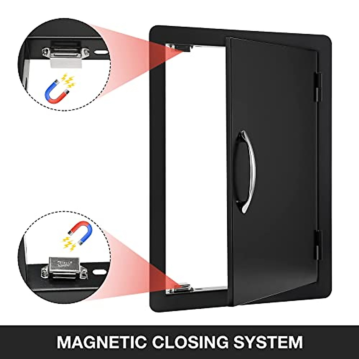 Stanbroil BBQ Access Door - 17W x 23H Inch Wall Construction Flush Mount Single Vertical Door for Outdoor Kitchen, BBQ Island, Grilling Station, Outside Cabinet - Black