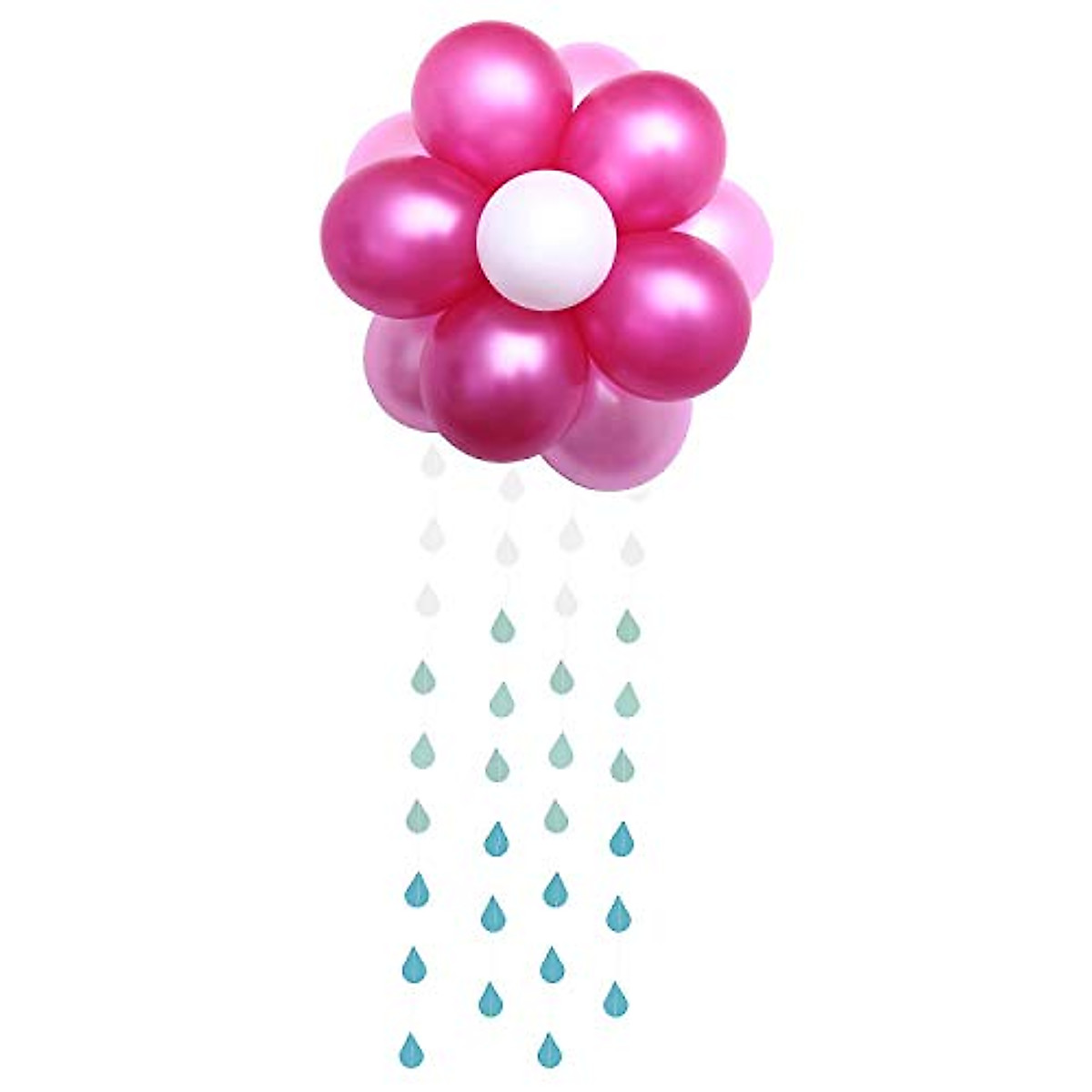 Framendino, Gradient Blue Raindrop Paper Garland Decorations Bunting Rain Drop Banners for Baby Shower April Showers