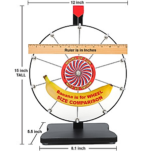 Whirl of Fun 12 Inch White Prize Wheel-Spinning Wheel for Prizes with Stand, 10 Slots, Customize Erasable Whiteboard Surface, Portable, Tools and Marker Included, Made in USA