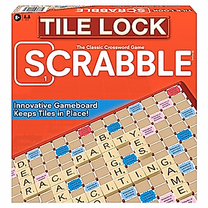 Tile Lock Scrabble by Winning Moves Games USA, Innovative Gameboard "Locks" Tiles In Place, for 2 to 4 Players, Ages 8 and Up