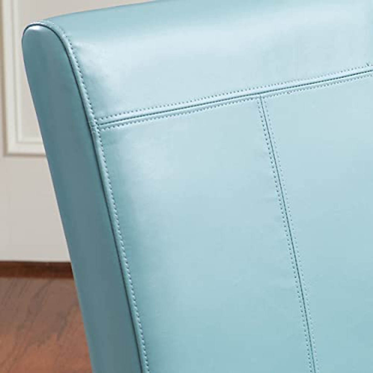 Christopher Knight Home Pertica T-Stitch Leather Dining Chairs, 2-Pcs Set, Teal Blue