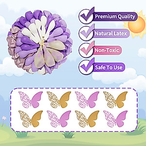 Purple Balloon Garland Kit, 147Pcs Baby Shower Decorations for Girls - Includes Metallic Confetti Purple White Balloons Arch and 12 Butterfly Stickers for Birthday Wedding Decoration