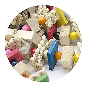 EBaokuup Large Parrot Chewing Toy - Bird Parrot Blocks Knots Tearing Toy Bird Cage Bite Toy for African Grey, Macaws Cockatoos, and a Variety of Amazon Parrots (Large)