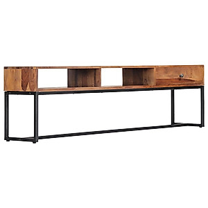SLGSDMJ Entertainment Center Stand Unit, Country Farmhouse Entertainment Center, Wood TV Cabinet, Media Console Table, TV Cabinet 63"x11.8"x17.7" Solid Wood Sheesham Wood