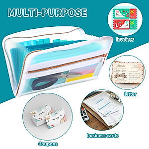 13 Pocket Coupon Receipet Teal Junior Size Accordion Folder 11 x 7 inch Expanding File Folders Zipper Closure Small Organizer Receipt File Folders for Purse Cars Checks Tickets Tax Item Pay Bill