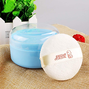 Powder Puff 2 Pcs Powder Puff Case Portable Empty Body Powder Container Dispenser Case with Sifter and Powder Puffs for Infant Baby Newborn Baby Puffs