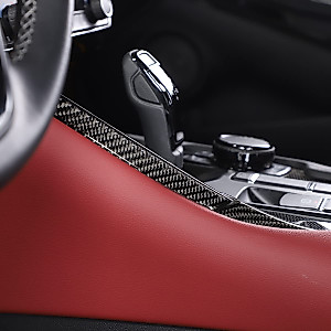 Real Carbon Fiber Gear Shift Left Trim Strip Fit for Toyota Supra GR A90 A91 MK5 2019-2024, Console Gear Shift Decorative Strip Sticker, 1PCS (Black)