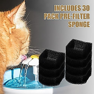 Soaoo 30 Pack Cat Water Fountain Filter 2.95 x 2.56 x 1.18 Inch Pet Fountain Replacement Foam Filters Cat Filters for Water Fountain Fits Multiple Ceramic and Stainless Steel Pet Fountain Dispenser