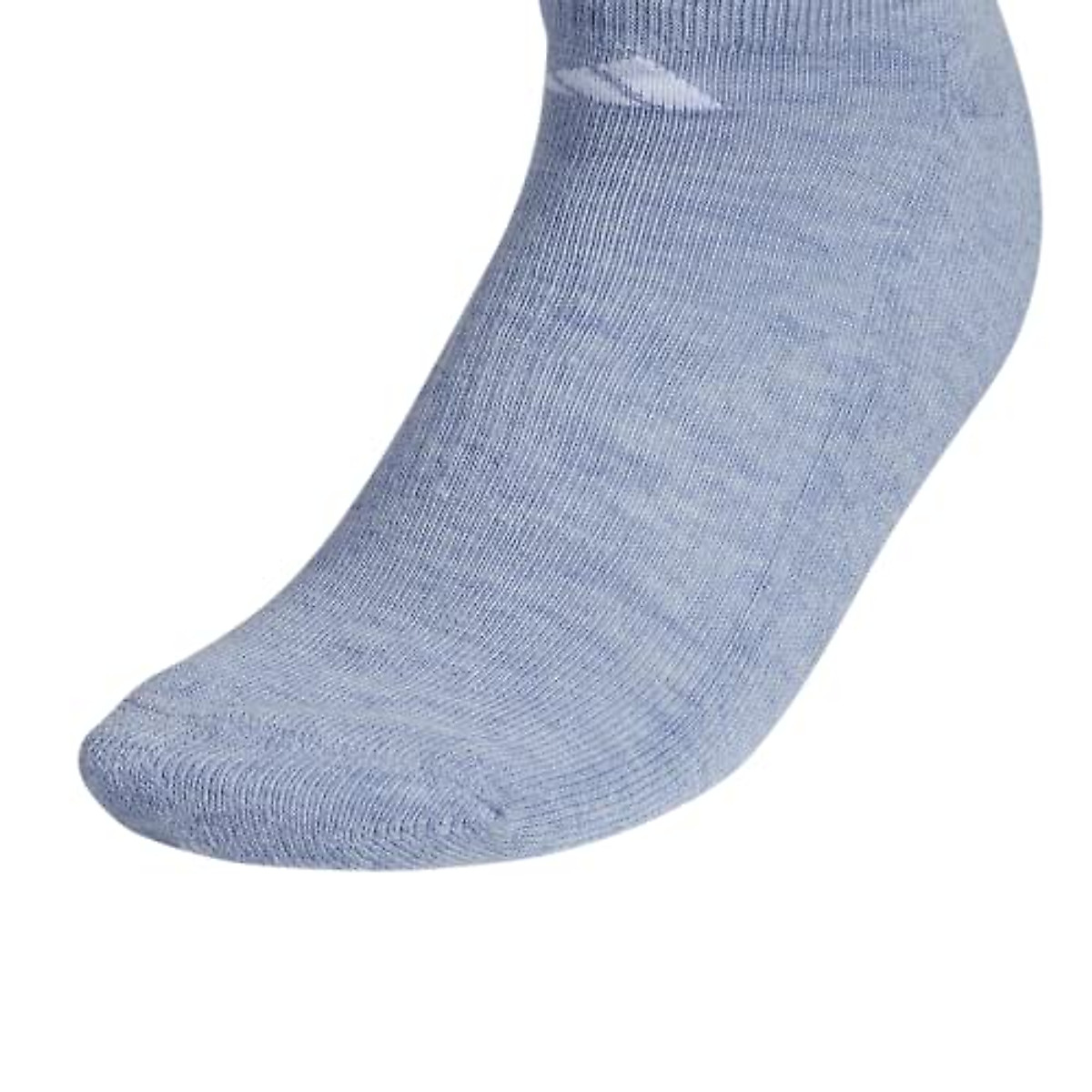 adidas Women's Athletic Cushioned No Show Socks (6-Pair) Low Profile Look with Arch Compression for a Secure fit Discontinued, Heather Grey/Washed Denim Blue Heather/White, M