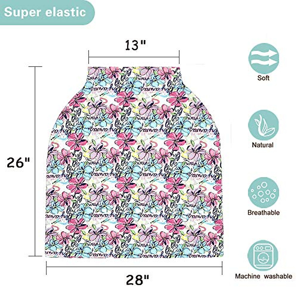 Owlowla Baby Car Seat Cover Canopy Stretchy Soft Nursing Breastfeeding Cover Multi-Use Breathable Stroller Cover for Baby Boy Girl(Pink Floral)