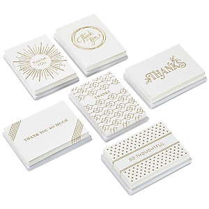 Hallmark Thank You Cards Assortment, Gold Foil (120 Thank You Notes with Envelopes for Wedding, Bridal Shower, Baby Shower, Business, Graduation), White