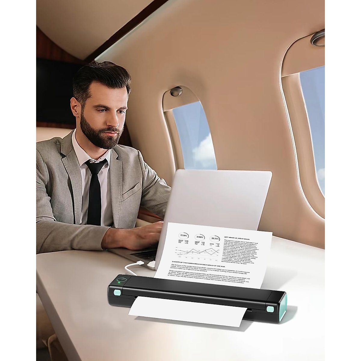 Phomemo M08F Portable Printers Wireless for Travel with Case, Bluetooth Thermal Printer Compatible with iOS, Android, Laptop, Inkless Mobile Printer for Travel