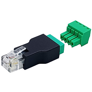 AAOTOKK RJ11 Screw Terminal RJ11 4P 4C Male to 4Pin Female Bolt Screw Type terminals Plug for Telephone,CCTV wiring Coupler (2 Pack)