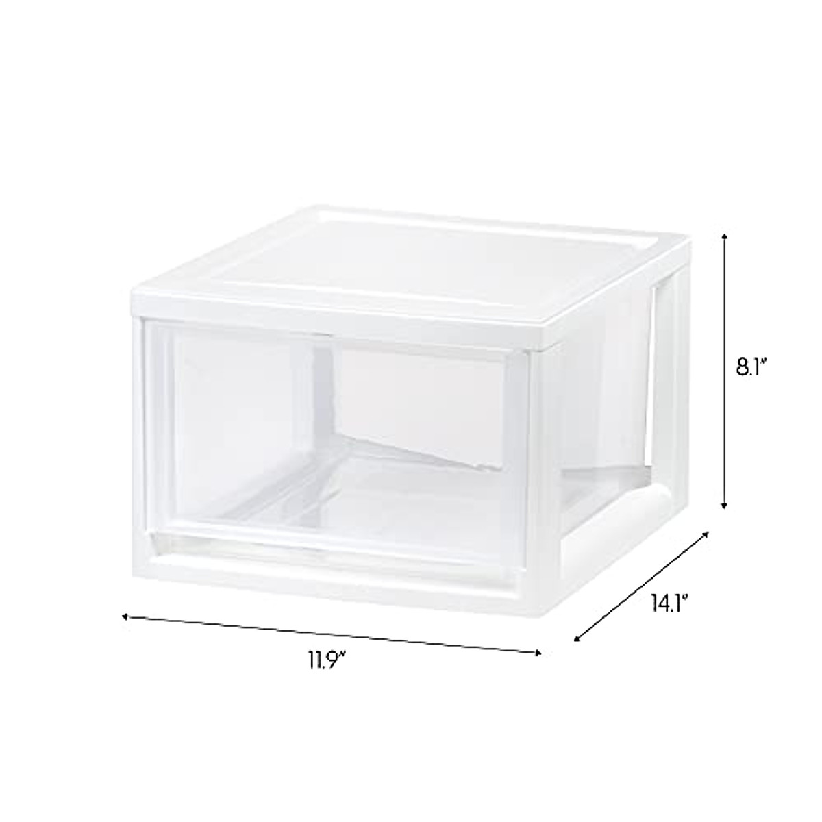 IRIS USA 14.5 Qt. Medium Plastic Stacking Drawer, Stackable Storage Organizer Unit with Sliding Drawer for Bedroom Kitchen Under Sink Pantry Craft Room Dorm Office, White, 3-Pack
