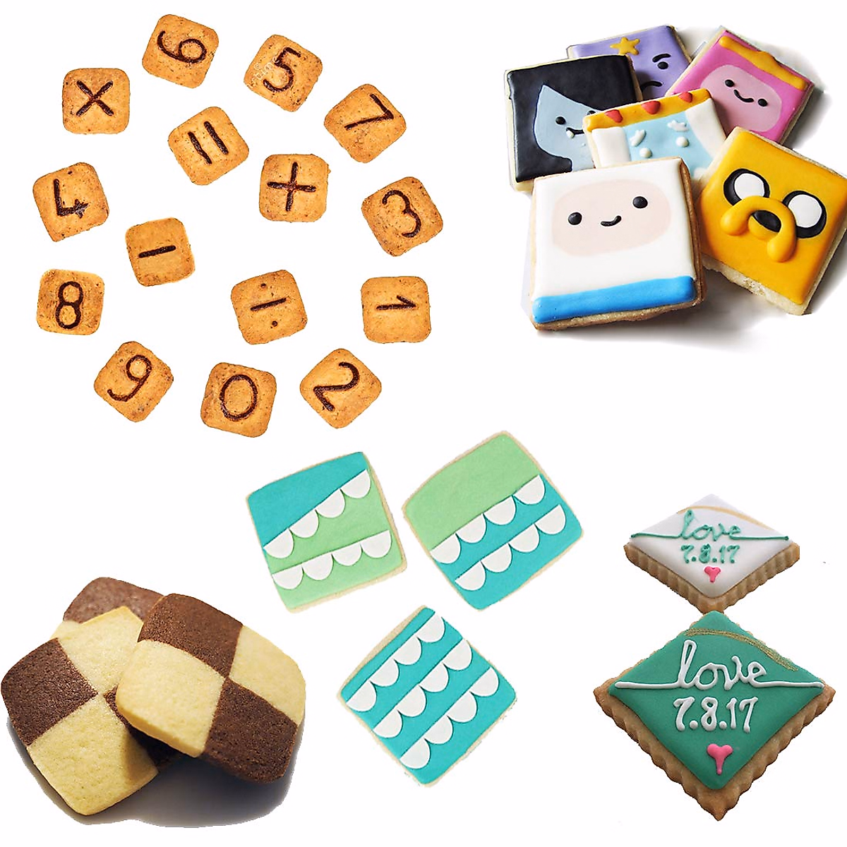 Antallcky Square Cookie Cutter Set-5 piece-2",2.5", 3", 3.5",4"Square Stainless Steel Biscuit Molds Fondant Cookie Cutter Set Pastry Mold-1 Inch Depth…