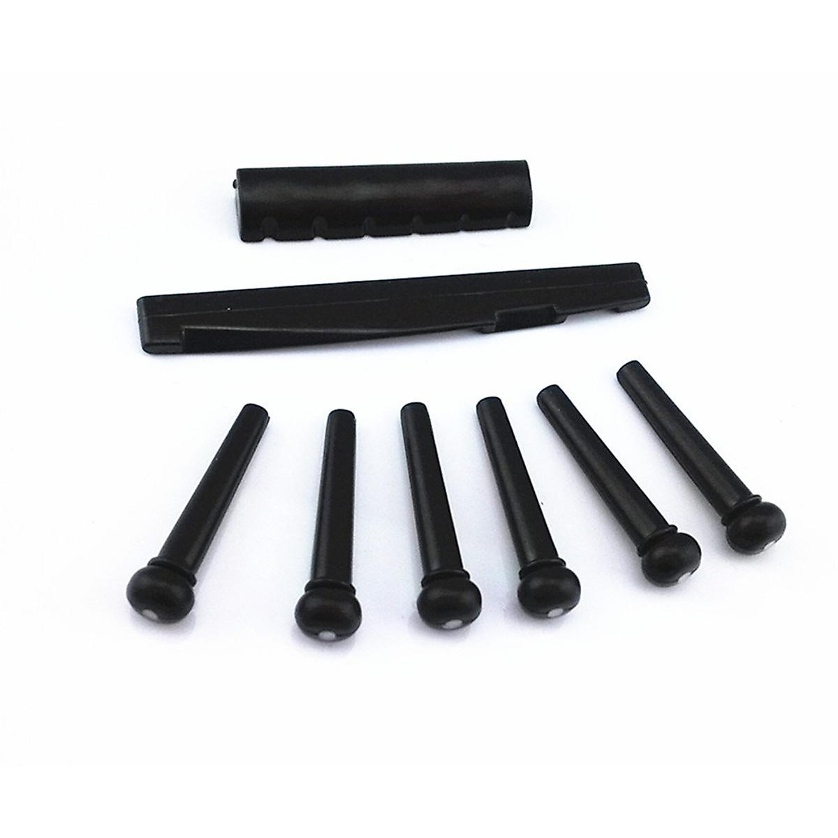 yueton Pack of 2 Sets Black and White Plastic Bridge Pins & Saddle & Nut Replacement Parts for Acoustic Guitar