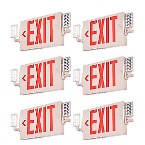 VEVOR LED Exit Sign with Emergency Lights, Two Heads Emergency Exit Light with Battery Backup, Combo Red Letter Fire Exit Lighting, Commercial Exit Signs for Business, White Tested to UL Standards