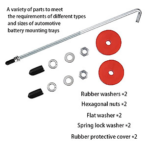 Stainless Steel Car Battery Hold Down Kit - Universal J Bolts & Hooks (10inch/2pcs)
