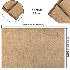 HYANG 2 Rolls Golden Years Portuguese Real Cork Fabric Embossing PU Faux Leather Sheets 12"X53"(30cmX135cm), Faux Leather Suitable for Crafts Making Leather Earrings, Bows, Handbag ，Sewing