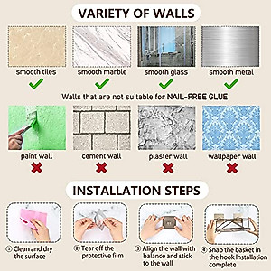 Ekero Shower Caddy Shower Organizer Shelf,Rustproof Shower Rack,No Drilling Shower Basket Adhesive Wall Mounted,Soap Holder with Hooks,Shower Storage for Bathroom Shower Kitchen 3-pack Bronze