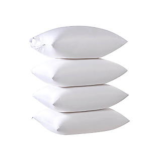 4 Pack Waterproof Down Feather Proof Pillow Protectors with Zipper Standard Size Set of 4 Poke Proof Bed Pillow Covers