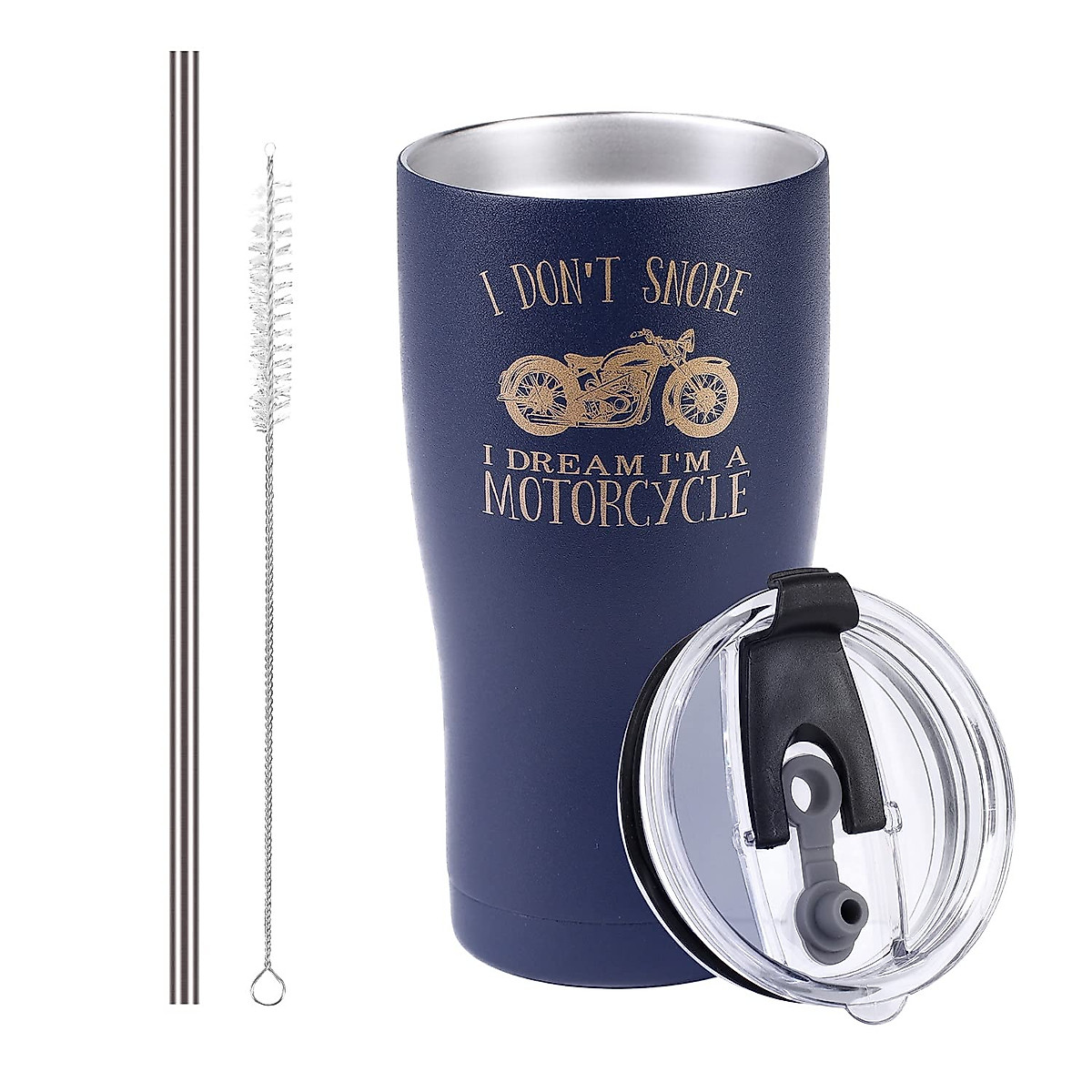 Gifts For Dad Biker Tumbler – I Don't Snore I Dream I'm A Motorcycle - Grandpa Gifts, Birthday, Christmas Gifts for New Grandpa, Granddad, New Grandfather, Husband, Men Travel Mug(Navy Blue, 20 OZ)