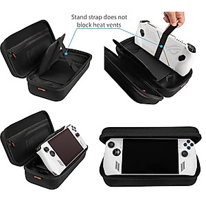 ButterFox Large Carry Case Bag For ASUS Rog Ally Handheld 2023 with Built-in Stand, Fits Charger, Large Accessories Pocket for 65W Battery Bank, Slim Mouse and HDMI Cable (Black/White)