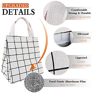 Daixers Lunch Bag Insulated Lunch Box for Women Men,Reusable Adult Lunch Tote Bags for Work or Travel (White Plaid)