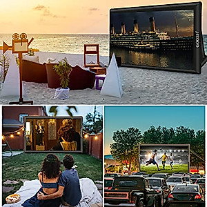 GOOSH Inflatable Projector Screen, Inflatable Movie Screen Outdoor with 350W Air Blower and Storage Bag, Easy Set up, 12FT Front and Rear Projection for Backyard Movie Night Theme Parties
