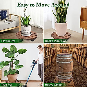 Plant Caddy with Lockable Wheels, Rolling Plant Stand 12 Inch Wooden, Plant Roller Base 150 lb Heavy Duty, 2 Packs Plant Dolly, Indoor Outdoor Potted Plant Mover