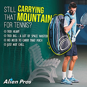 ALIEN PROS Lightweight Tennis Sling Backpack for your racket and other essentials - Pack quickly and lightly for tennis and in life - Tennis Racket Bag Sling Bag for men and women, Blue