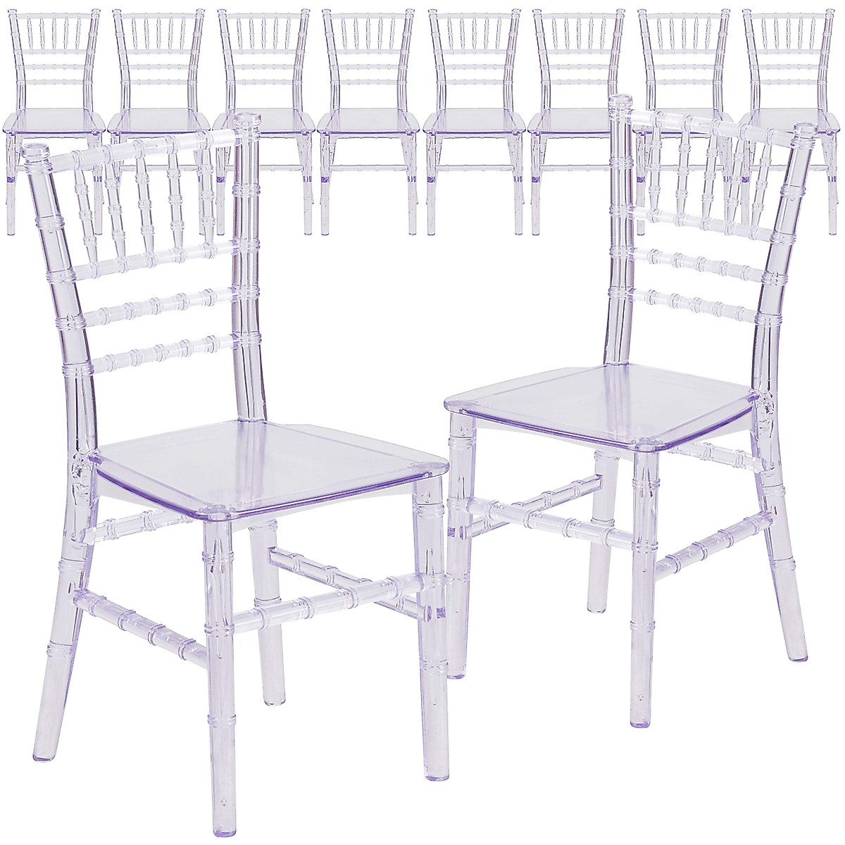 BizChair 10 Pack Child’s Transparent Crystal Resin Party and Event Chiavari Chair for Commercial & Residential Use