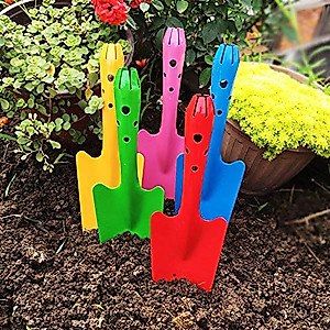 Newflager Mini Colorful Metal Hand Shovel, Trowel Set Garden Tools for Flower Soil Planting Digging Transplanting - Ideal Gardening Gift for Kids (Pack of 5)