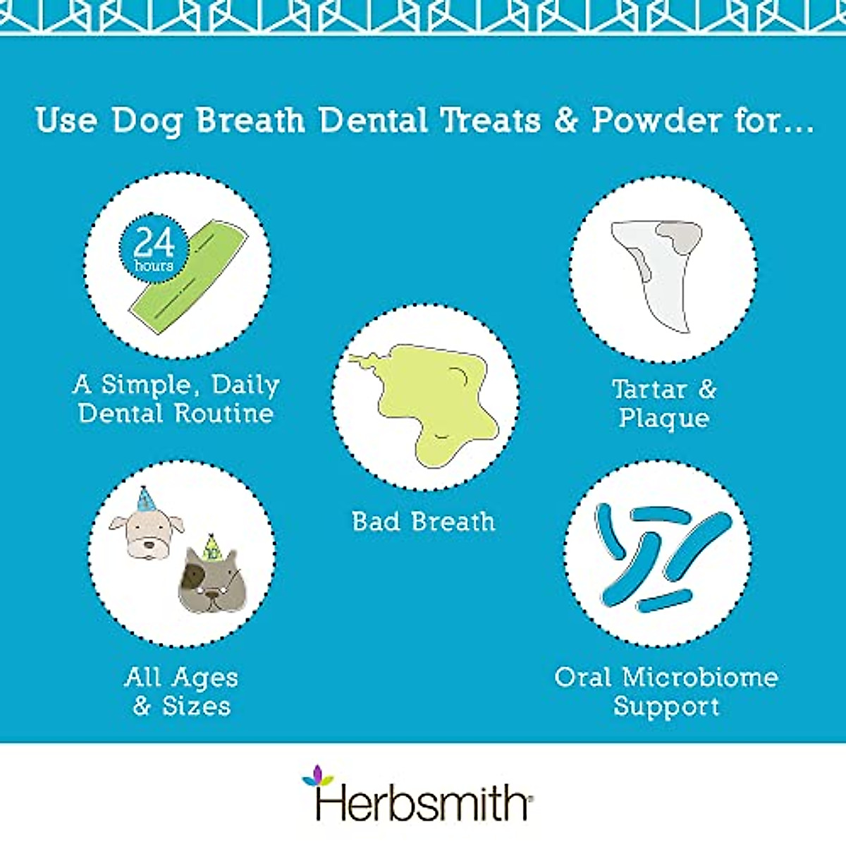 Herbsmith Dog Breath - Dog Dental Care Solution - Natural Dog Breath Freshener That Tackles Tartar - Dental Powder for Dogs - 150g Powder