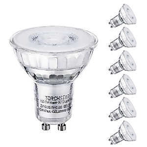 TORCHSTAR LED GU10 Light Bulbs, Recessed Track Lighting Bulb, Dimmable, 4.5W=50W, 3000K Warm White, UL& Energy Star Listed, Pack of 6