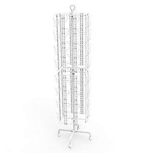 64 Adjustable Pockets Display Rack 5x7 7x5 up to 9.3" Wide X 8" Tall Cards, 1.27" deep Pockets, Double Tier Greeting Post Card Christmas Holiday Spinning Rack Stand Black 11603-M-DOUBLE-BLK-NF