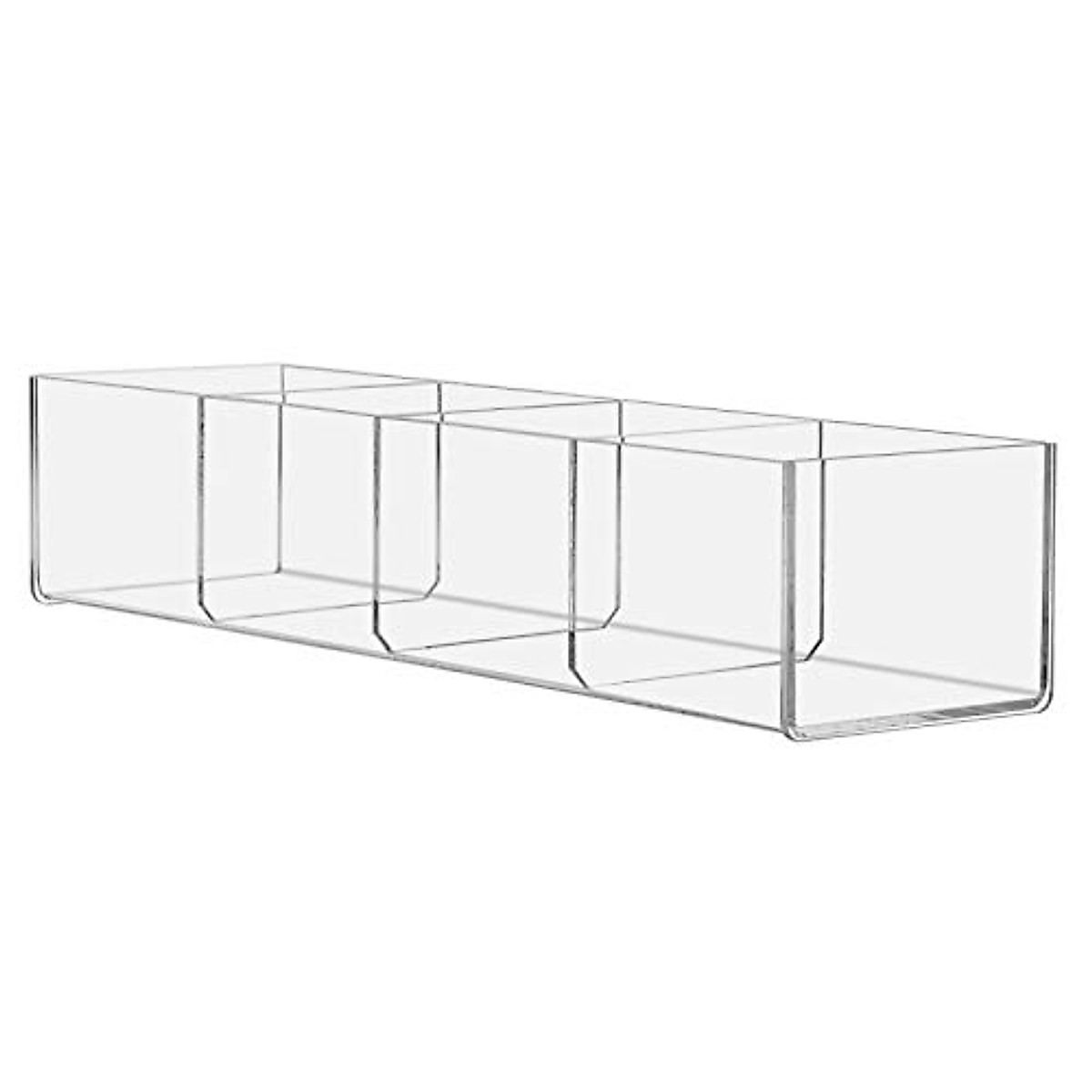 Acrylic Retail Tray Four Compartment 15.75" Wide x 4" Deep Clear Countertop Coffee Bar Snack Organizer Table Coffee Tea Bags Sugar Holder Condiment Station Organizer by Marketing Holders
