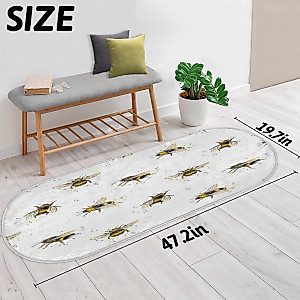 Tavisto Bee Yellow Fluffy Oval Shaggy Rugs for Bedroom Aesthetic Plush Floor Mat - Soft and Absorbent - Ideal for Living Room,Home Decor, and Playrooms