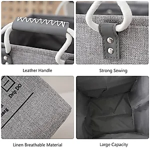 MLUUHK Small Laundry Basket, 50L Foldable Laundry Hamper Organizer with Handles, Fashion Portable Laundry Basket in Bedroom, Laundry Room, Closet, Bathroom, College Dorm (Light Gray)