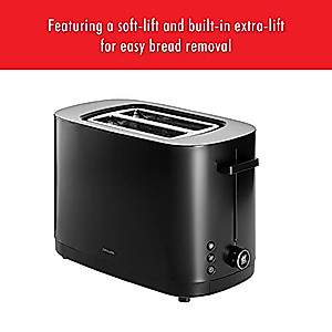 ZWILLING Enfinigy Cool Touch Toaster 2 Slice with Extra Wide 1.5" Slots for Bagels, 7 Toast Settings, Even Toasting, Reheat, Cancel, Defrost, Black