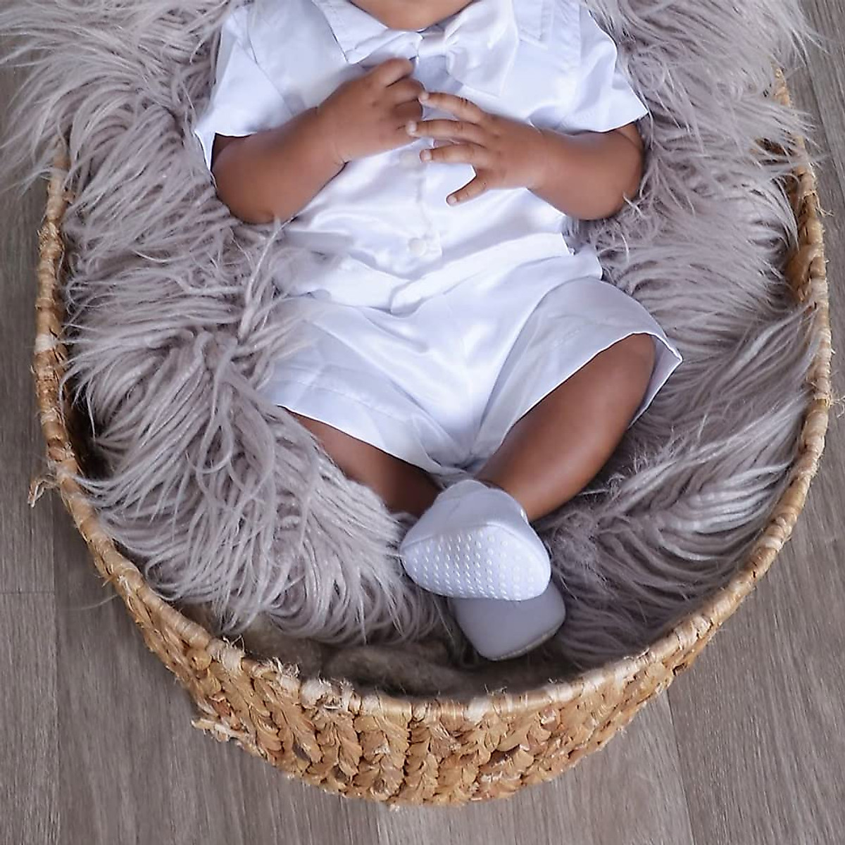 Summer Baptism Outfits for Boys Baby Christening Outfit Gentleman Suit Dedication White Dress Shirt Romper Bowtie Waistcoat Vest Shorts Newborn Baptismal Outfit Wedding Tuxedo Formal Easter 0-6 Months