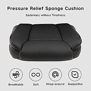 Hbada Office Chair Ergonomic Executive Office Chair PU Leather Swivel Desk Chairs,Adjustable Height Reclining Chair with Padded Armrest and Footrest, Black