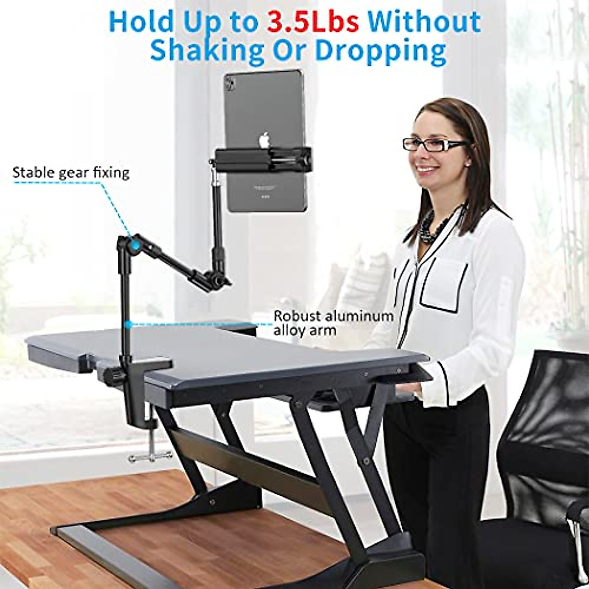 KDD Webcam Stand Camera Mount with Phone Holder, 25 Inch Foldable Flexible Gooseneck Cell Phone Clamp & Table Projector Mount, for Logitech C922 C930e C920S C920 C960 Brio 4K, Gopro Hero 8 7 6 5