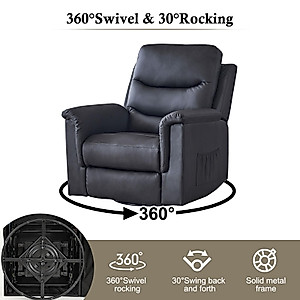 Consofa Swivel Rocker Recliner, Manual Rocker Recliner Chairs for Adults, 360 Degree Swivel Glider Recliner Nursery Rocking Chair with Adjustable Backrest & Footrest for Living Room