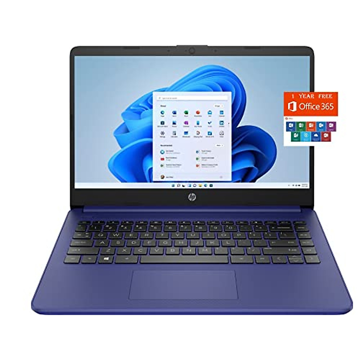 HP 2021 Stream 14" HD SVA Laptop, Intel Celeron N4000 Processor, 4GB RAM, 64GB eMMC Flash Memory, Intel UHD Graphics, 1-Year Office, Bluetooth, Win 10S, Royal Blue, 32GB SnowBell USB Card