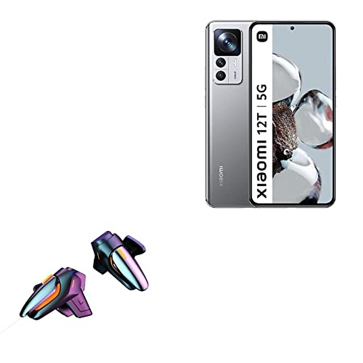 BoxWave Gaming Gear Compatible with Xiaomi 12T Pro (Gaming Gear by BoxWave) - Touchscreen QuickTrigger, Trigger Buttons Quick Gaming Mobile FPS for Xiaomi 12T Pro - Jet Black