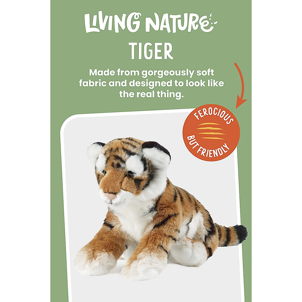 Living Nature Large Tiger Cub Stuffed Animal | Fluffy Tiger Animal | Soft Toy Gift for Kids | 12 inches