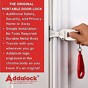Addalock The Original Portable Door Lock by Rishon Enterprises for Home Security Used as an Apartment Security Lock, Travel Door Lock, AirBNB Lock and Dorm Room Essentials, 2 pck