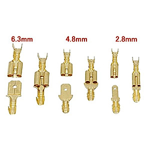 Teansic Quick Splice Connector kit, 180Pcs 2.8/4.8/6.3mm Male and Female Wire Spade Connector Copper Ring Terminal Assortment Kit for Electrical Wiring Car Audio Speaker